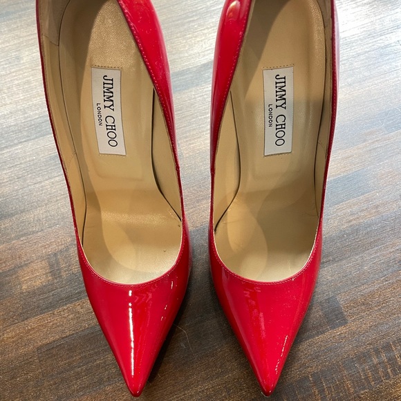 Jimmy Choo | Shoes | Gorgeous Jimmy Choo Anouk Red Patent Leather Heels ...